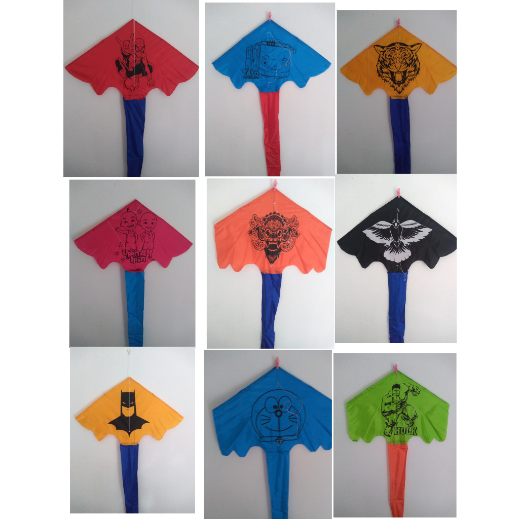 Jual Layang layang kain Parasut Sablon Motif lucu / layangan pantai ...