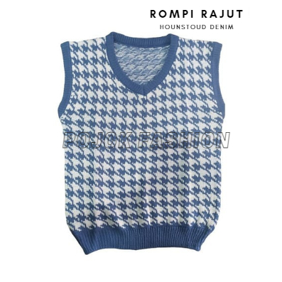 Jual Rompi Rajut Wanita motif Houndstooth Vneck Hight Quality pojok ...