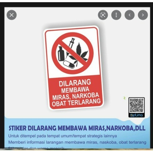 Jual Sign Akrilik Dilarang Membawa Miras Narkoba Obat Terlarang Ukuran ...