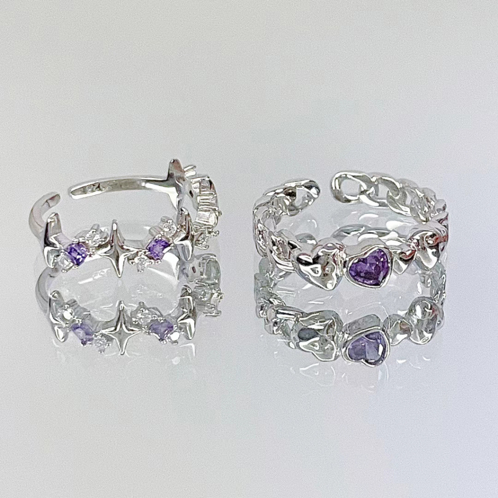 Jual Aurel - Ring Set 2 Pcs Cincin Wanita Adjustable Silver Simple ...