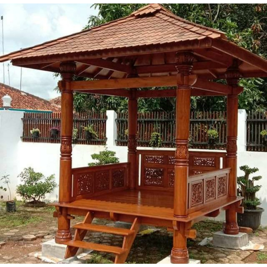 Jual Gazebo Model Ukir Tiang Bulat Ukuran 2,5x2,5 Meter Desain Terbaru ...