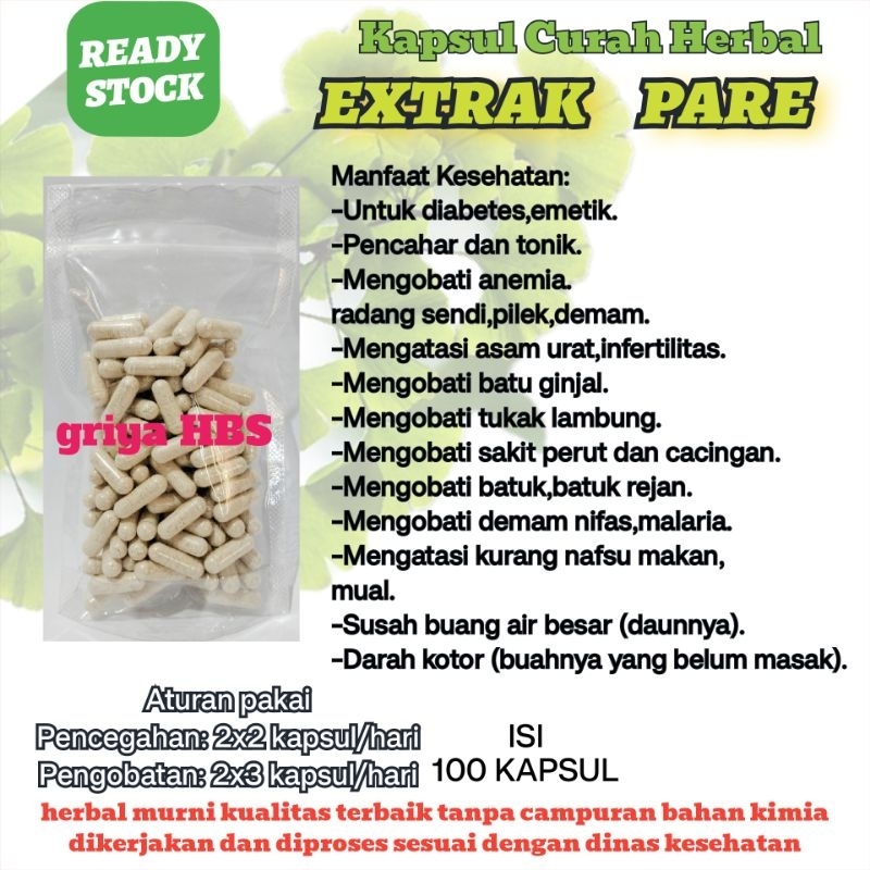 Jual Herbal EXTRAK BUAH PARE isi 100 Kapsul | Shopee Indonesia