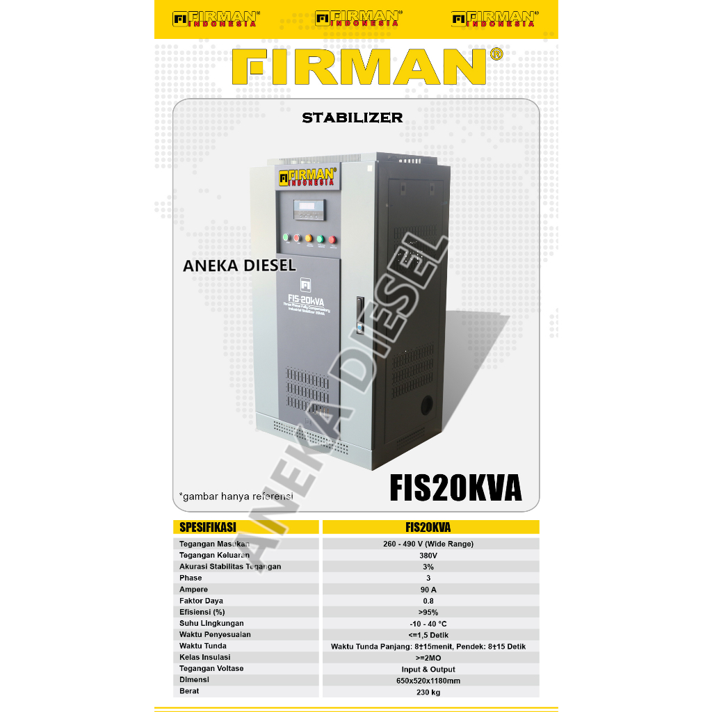 Jual Stabilizer LISTRIK FIS20KVA FIRMAN 3 Phase 20KVA INDUSTRIAL ...