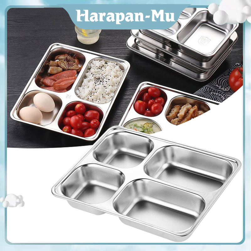Jual Piring Diet Stainless Piring Makan Sekat Food Tray Piring Sekat ...