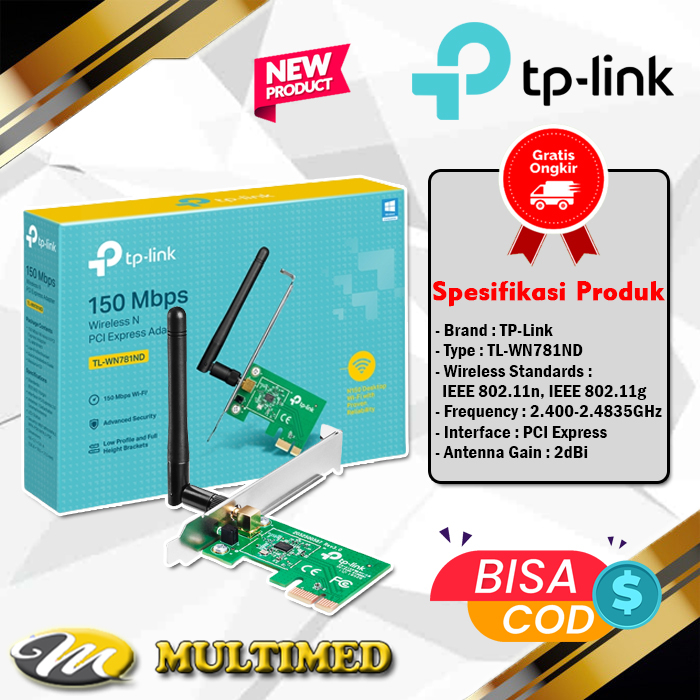 Jual TP-Link Wireless Network PCI Express WiFi TL-WN781ND 150Mbps | Shopee Indonesia