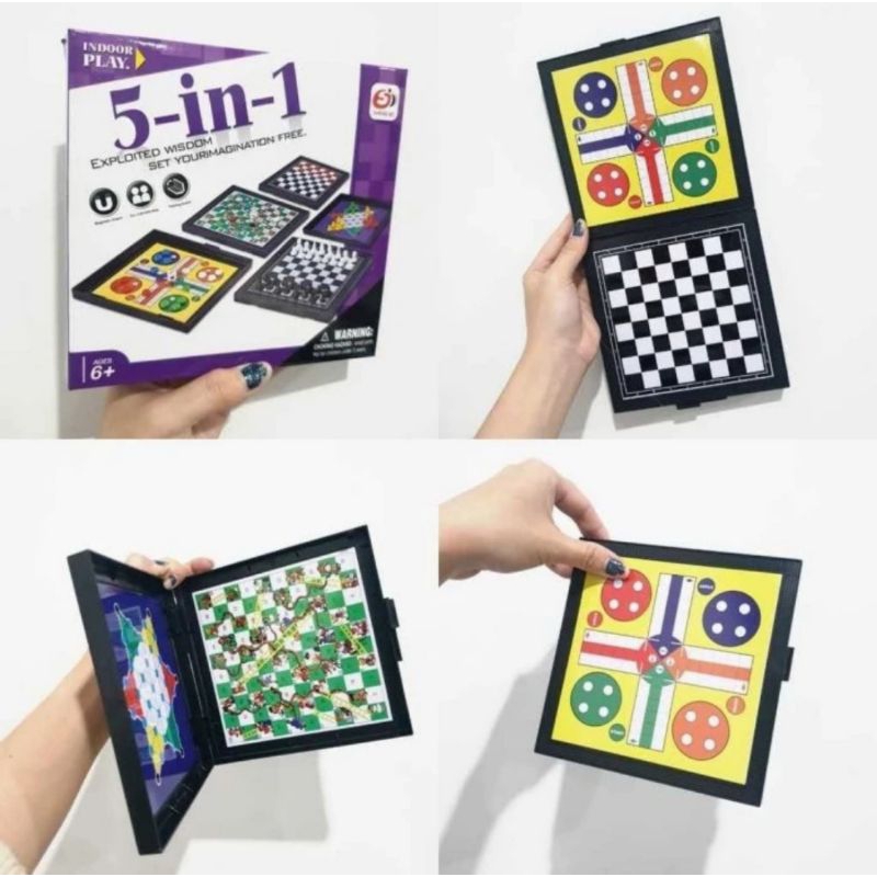 Jual MS Magnetic Board Game 5 In 1 Catur Ludo Ular Tangga Halma Checkers | Shopee Indonesia