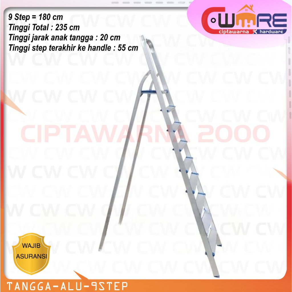 Jual Tangga aluminium 9 step anak tangga bangunan lampu plafon rumah ...