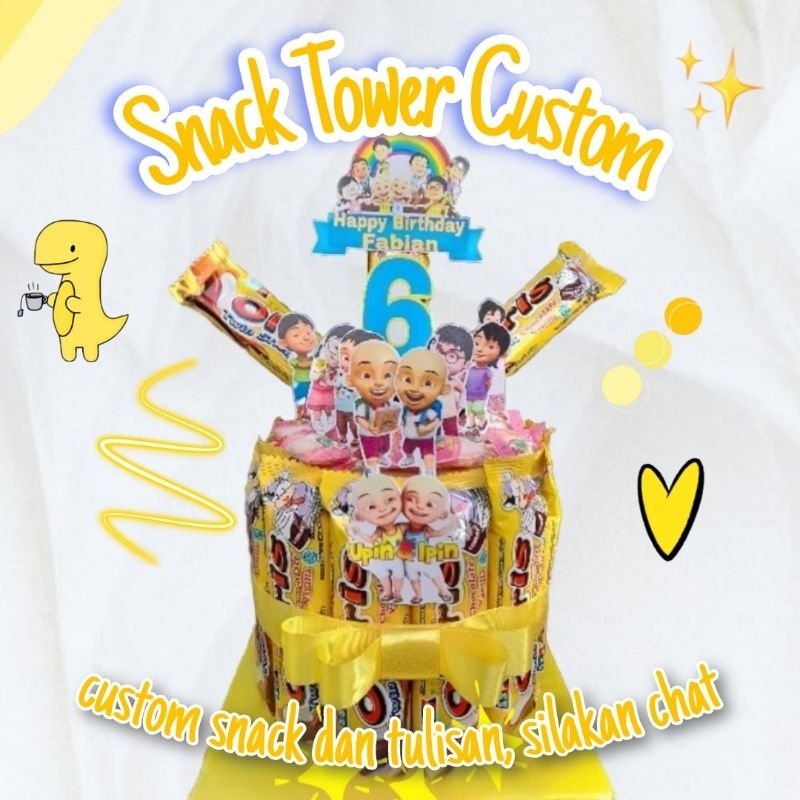 Jual Tower snack ultah, snack custom warna sesuai tema tingkatan kue ...