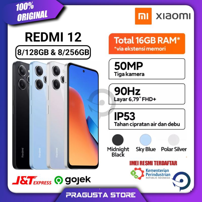 Jual Xiaomi Redmi 12 Ram 8/128GB • 8/256GB Second Resmi Xiaomi ...