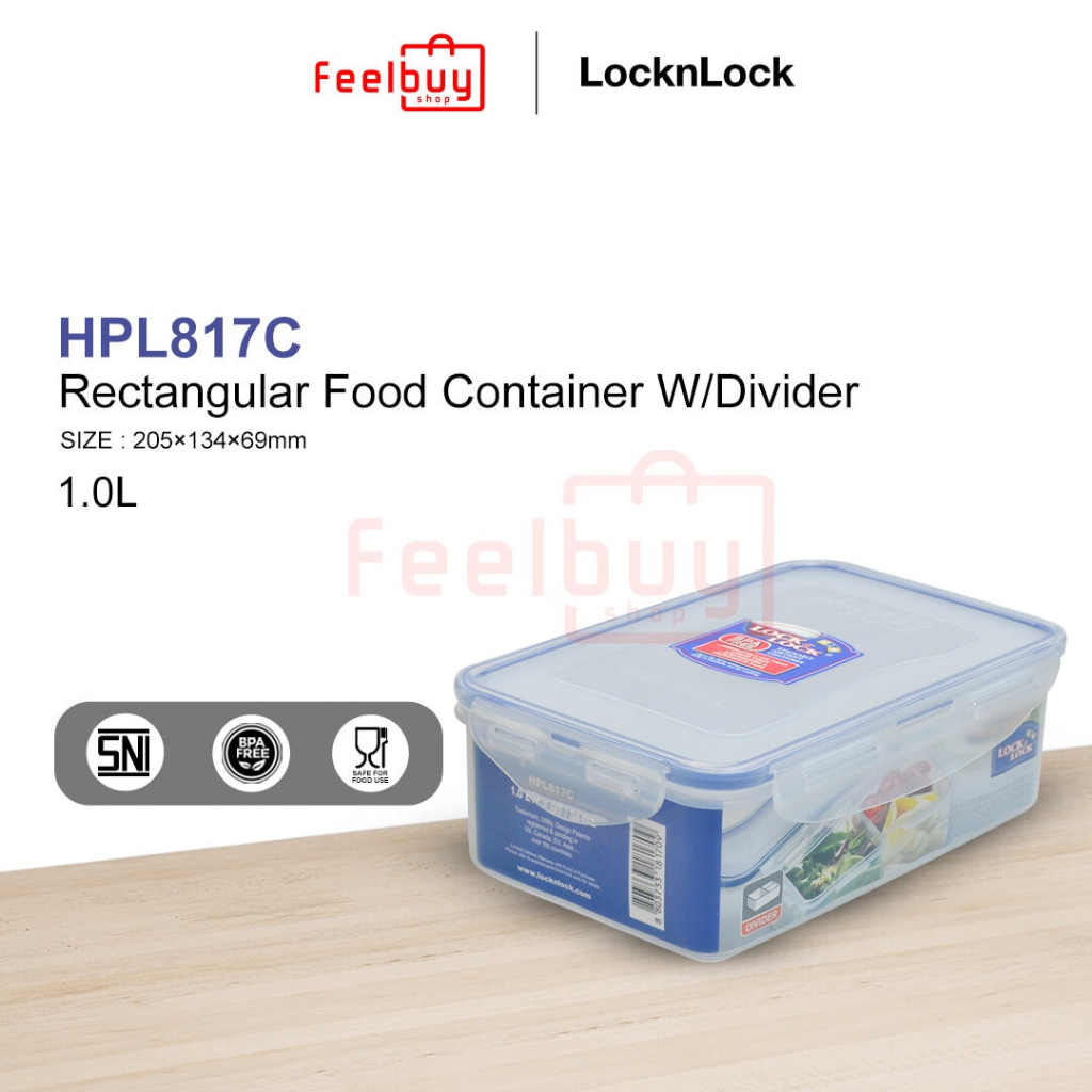 Jual LocknLock Rectangular Food Container Food Storage BPA Free 1L with Divider (A Type) HPL817C ...