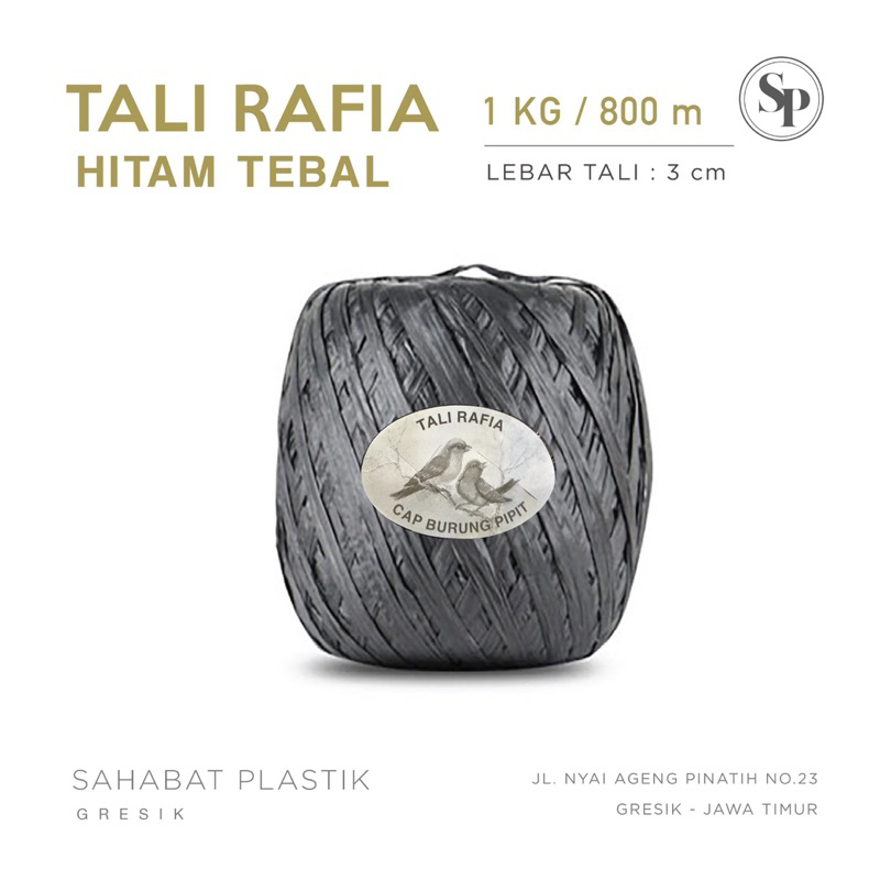Jual TALI RAFIA HITAM PIPIT 1 KG / TALI RAFIA TEBAL BESAR / TALI KARUNG ...