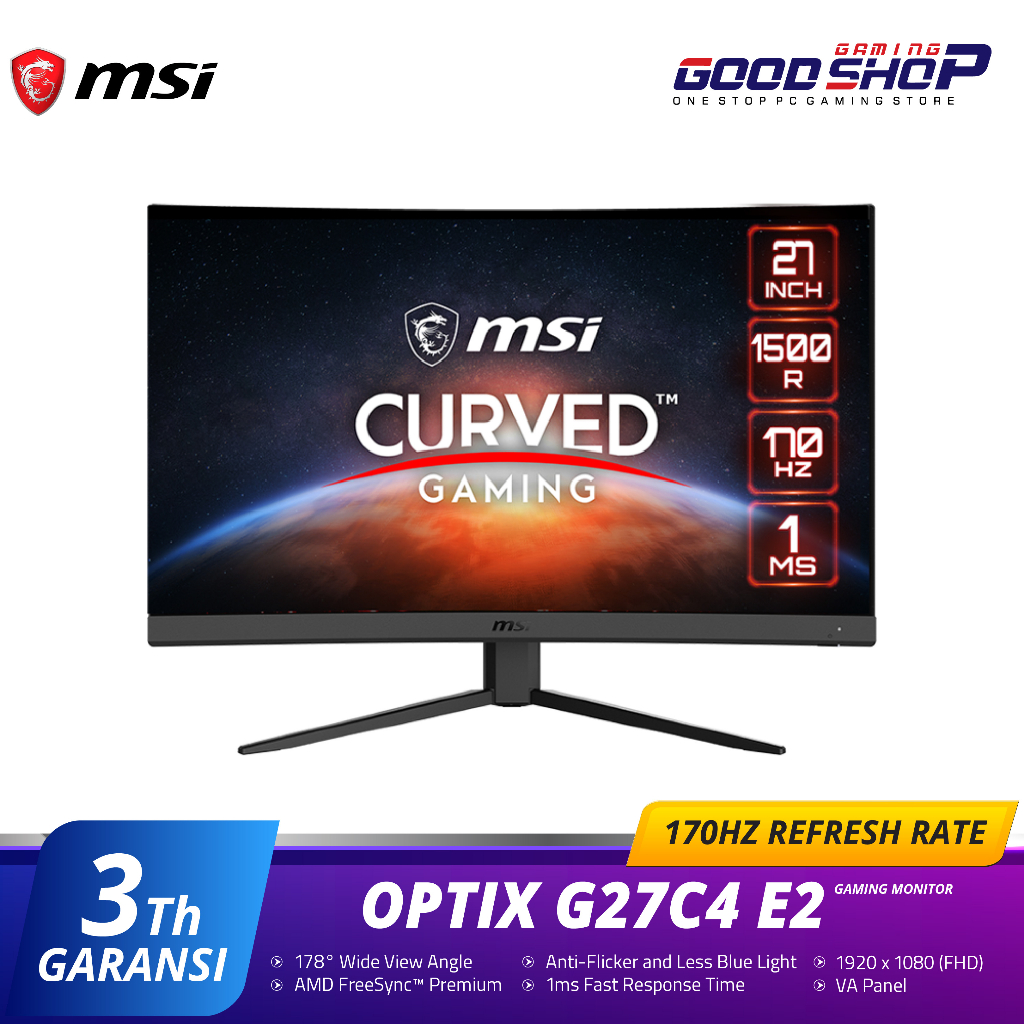 Jual MSI Optix G27C4 E2 Curved 27" 165Hz 1ms AMD FreeSync - Gaming ...