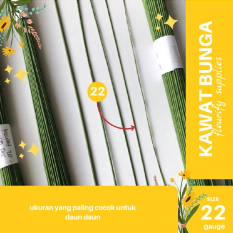Jual [ 100 Gram ] Kawat Tangkai Bunga / Kawat Florist No 16 18 20 22 24 ...