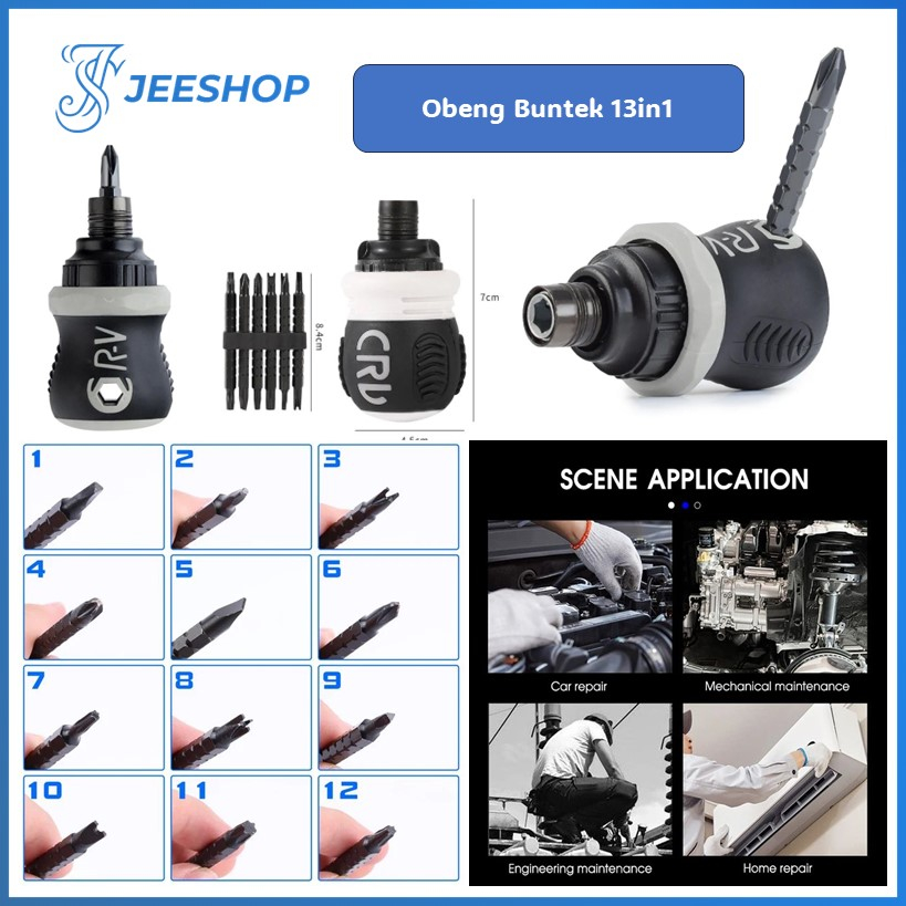 Jual Obeng BB Buntek Set 13in1 Obeng Karet Bolak Balik Mini Serbaguna ...