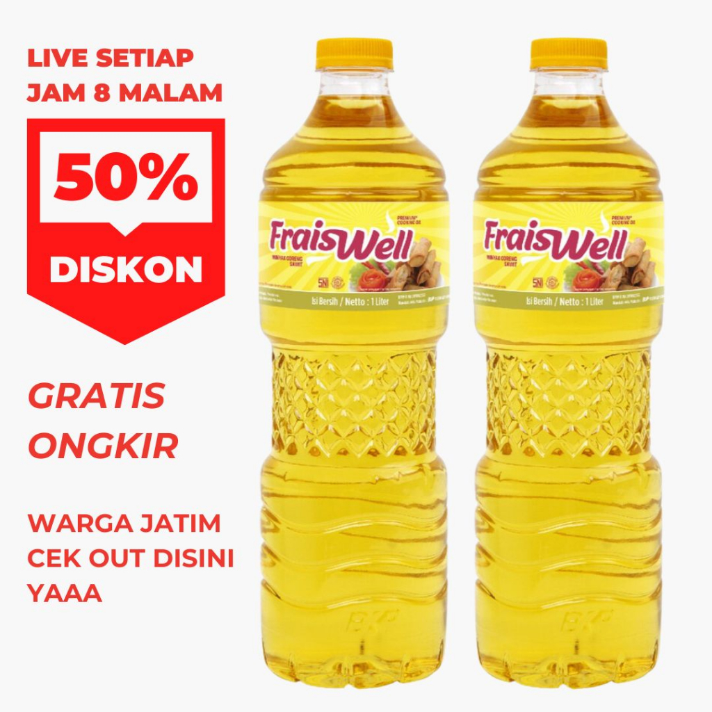 Jual Minyak Goreng Fraiswell 1 Liter-an, harga untuk 2 botol | Shopee ...