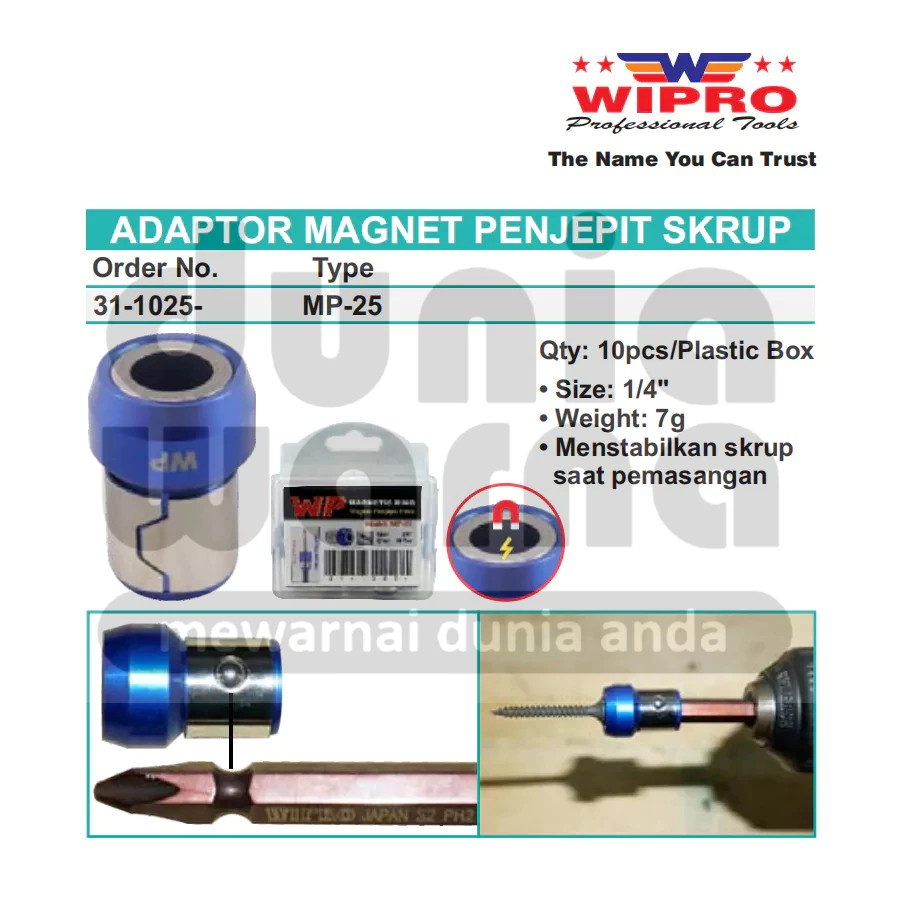 Jual WIPRO MP 25/MP25 Adaptor Magnet Mata Obeng Penjepit Sekrup Skrup ...