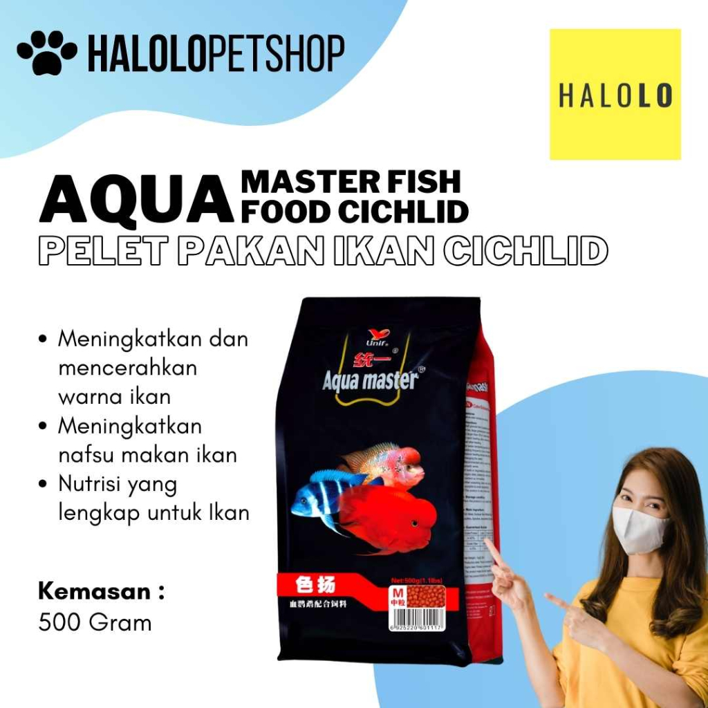 Jual Pelet Pakan Ikan Hias Cichlid Louhan AQUA MASTER Fish Cichlid 500 Gram | Shopee Indonesia