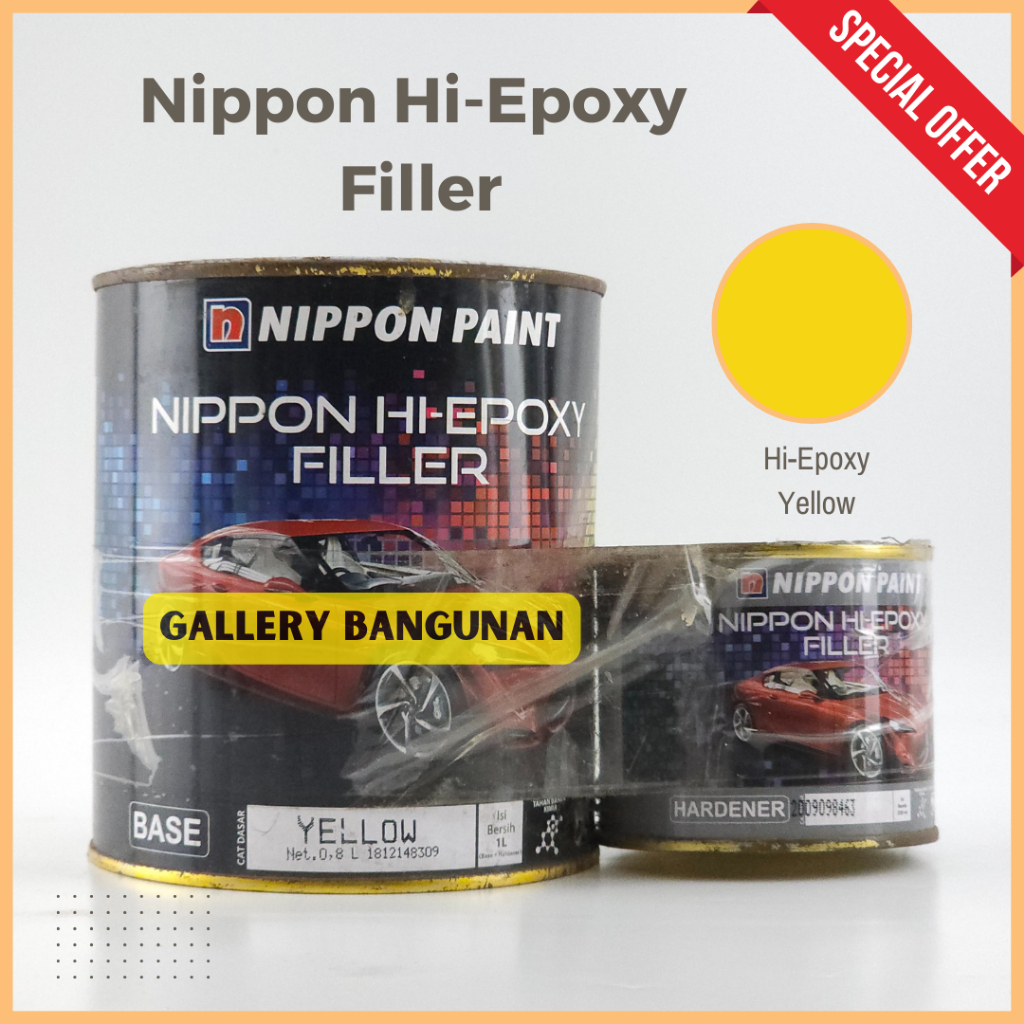 Jual Nippon Hi Epoxy Filler Base Yellow + Hardener Cat Dasar Anti Karat ...