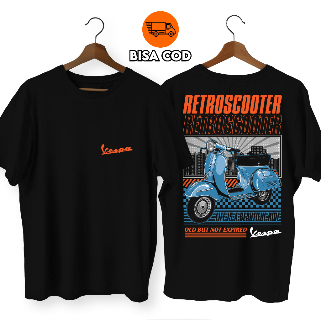 Jual Kaos Vespa Blue Retro Scooter - Baju Racing Distro Motor Dewasa ...