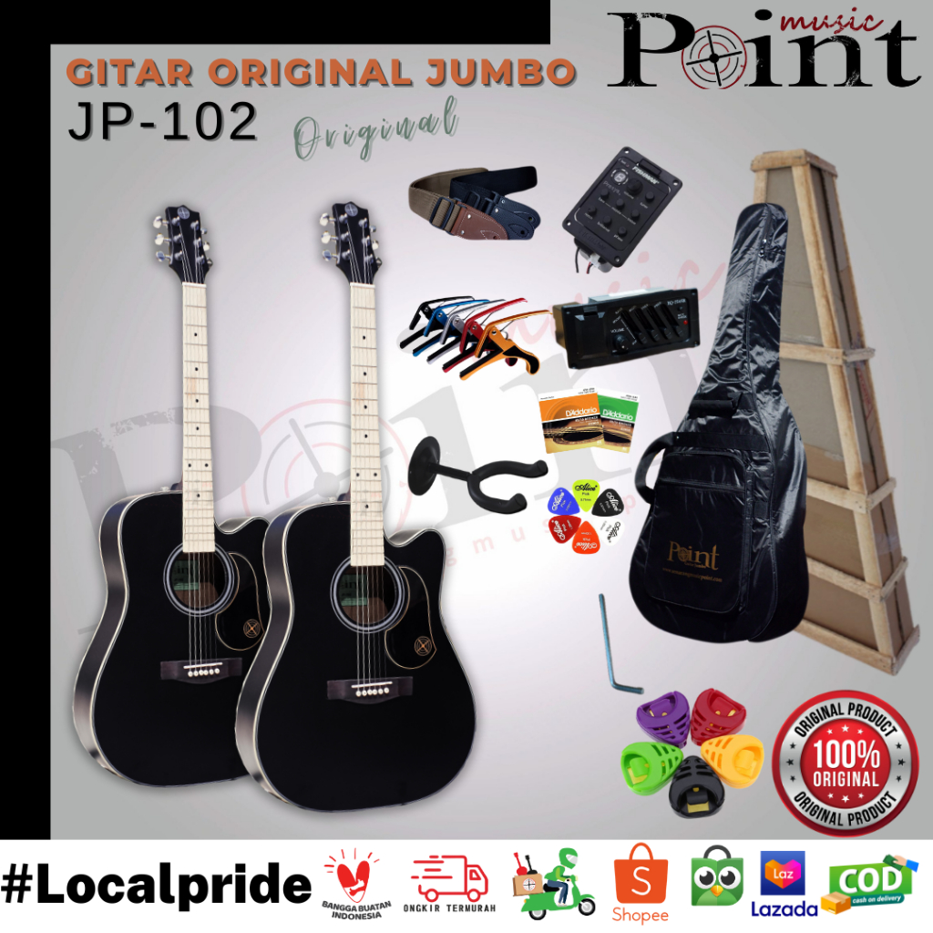 Jual [Original]Gitar Akustik Elektrik Original Point Versi Terbaru JP102 | Shopee Indonesia