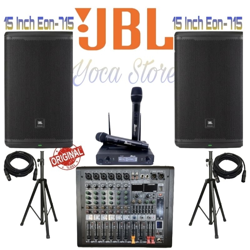 Jual Sound Karaoke JBL 15 Inch EON 715 Mixer 6 Channel 2 Mic Wireless ...