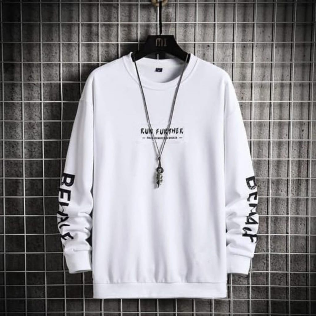 Jual Sale Sweater Keren Kaos Pria Distro Run Further Crewneck Trendy ...