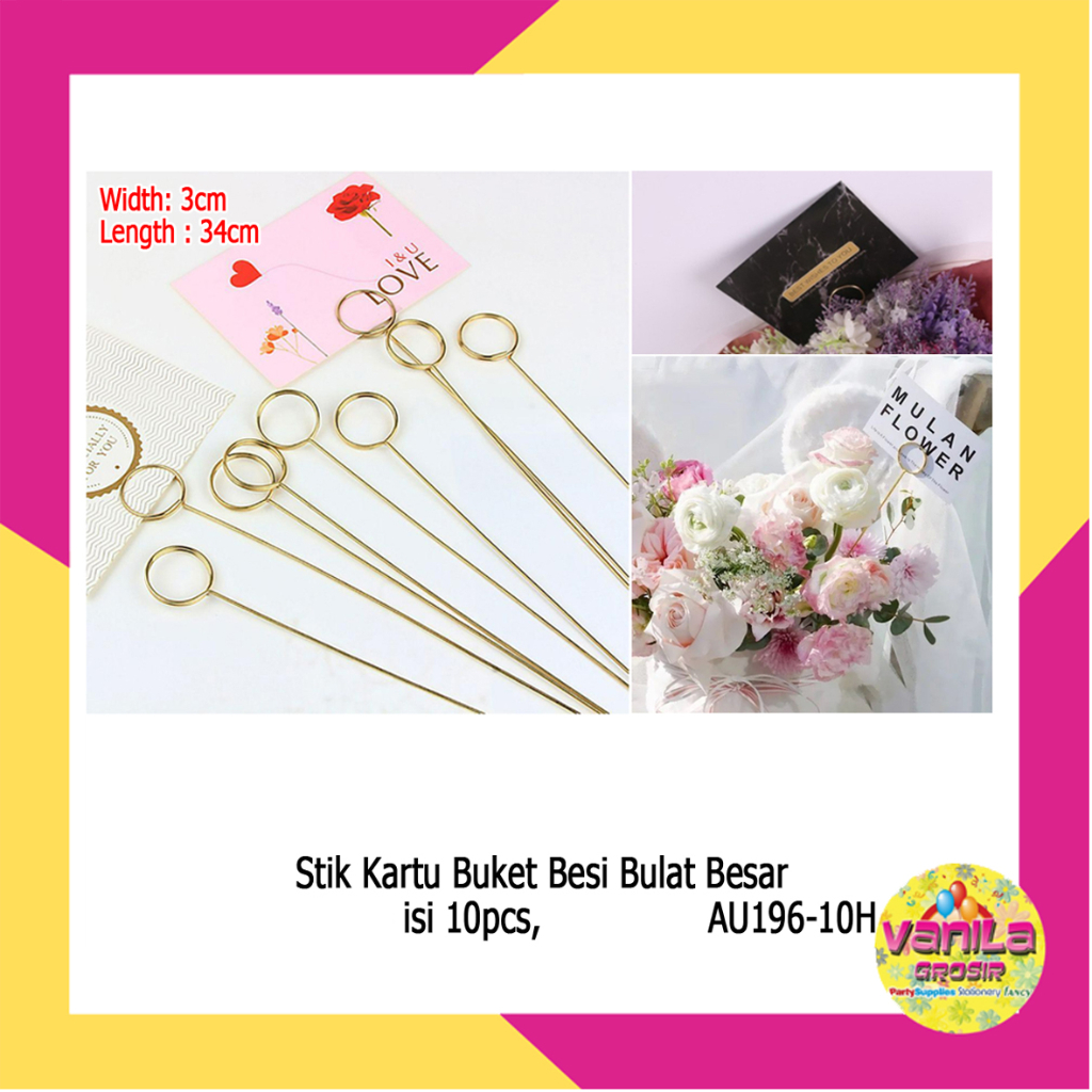 Jual (10Pcs) Stik Kartu Buket Besi, stick card holder, korean stick ...