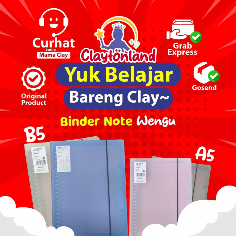 Jual Map Binder Wengu A5 B5 Transparant Warna -7 Tali Karet Binder Note ...