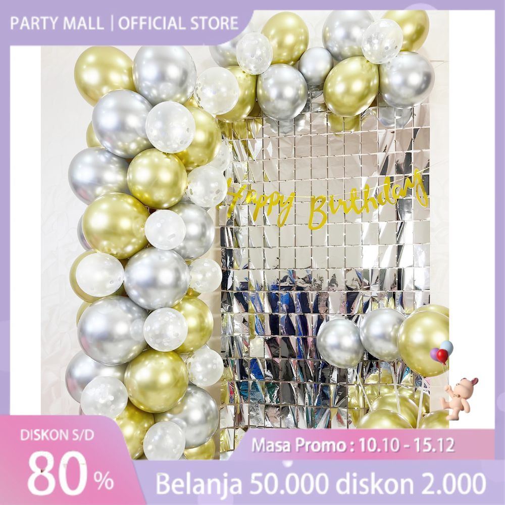 Jual Set Balon Dekorasi Elegant Mewah Tema Gold Silver Perlengkapan ...