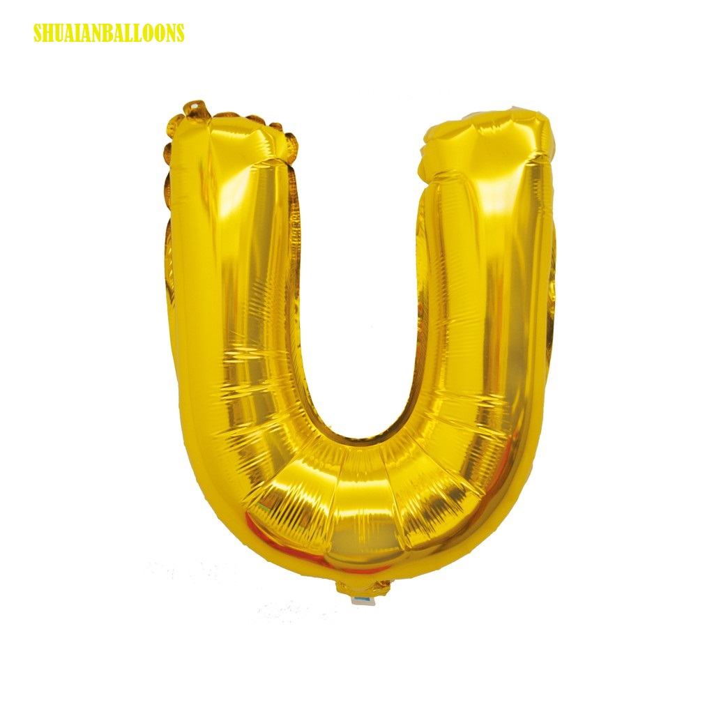 Jual SHUAIAN Balon Foil Huruf Gold A-Z Angka Gold 0-9 Ukuran 40 Cm ...