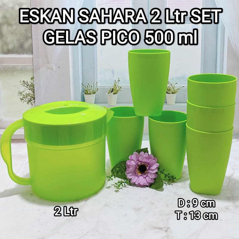 Jual ESKAN SAHARA 2 LITER SET GELAS PICO 500 ML | Shopee Indonesia