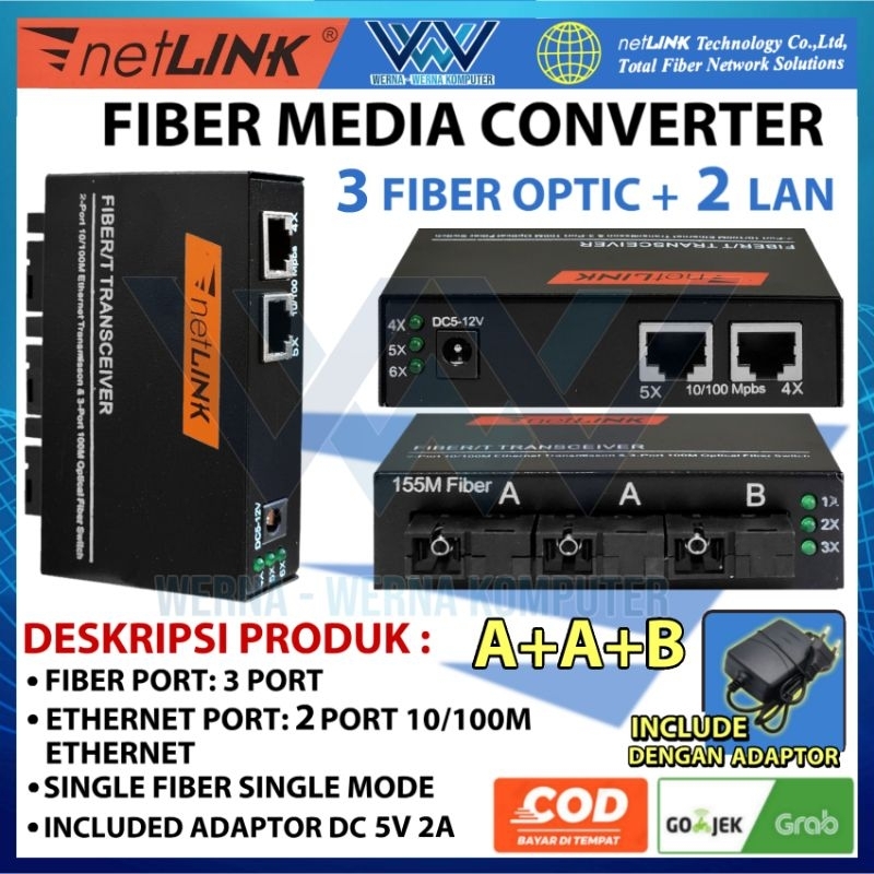 Jual Media Konverter 3 FO 2 LAN AAB / ABB 10/100 Ethernet Switch Fiber ...