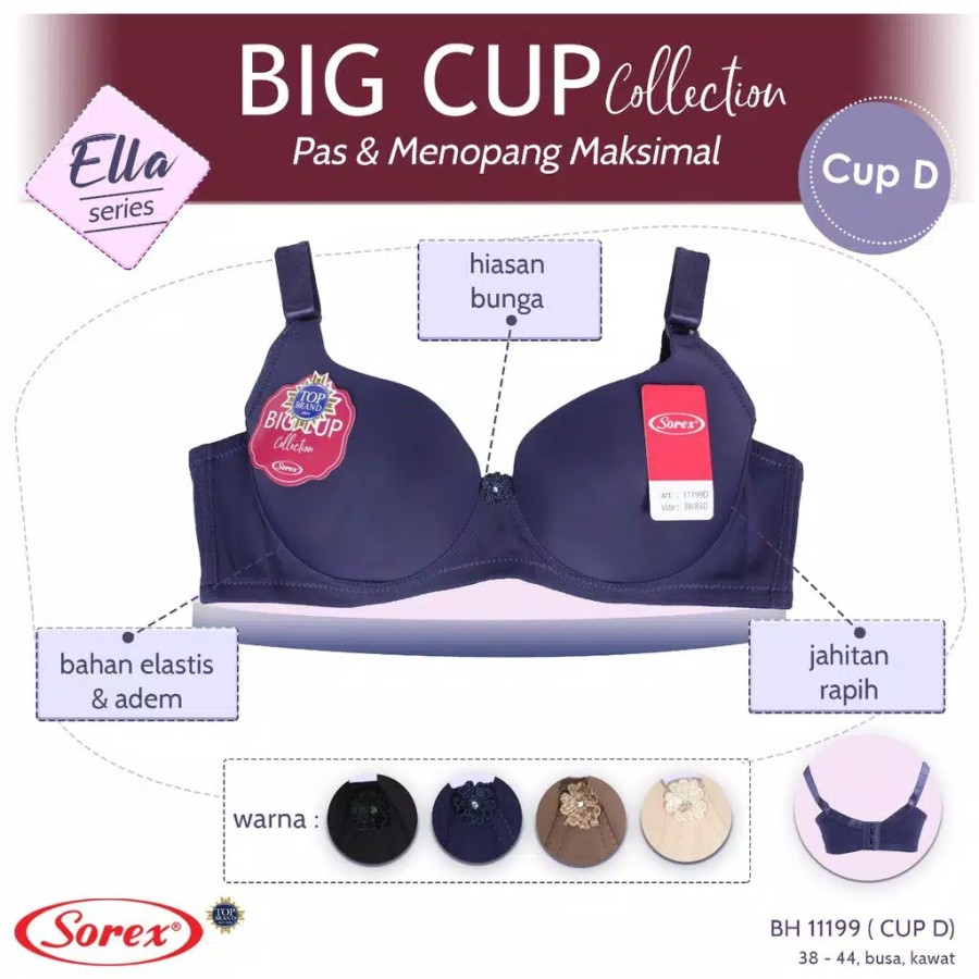 Jual bh bra sorex 11199 cup besar kait 3 kawat | Shopee Indonesia