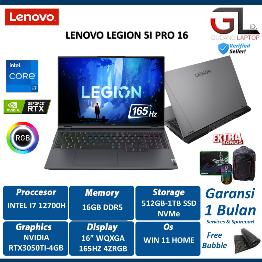 Jual Laptop gaming murah lenovo legion 5i pro 16 intel i7 12700h 32gb 1tb rtx3050ti 165hz 4zrgb ...