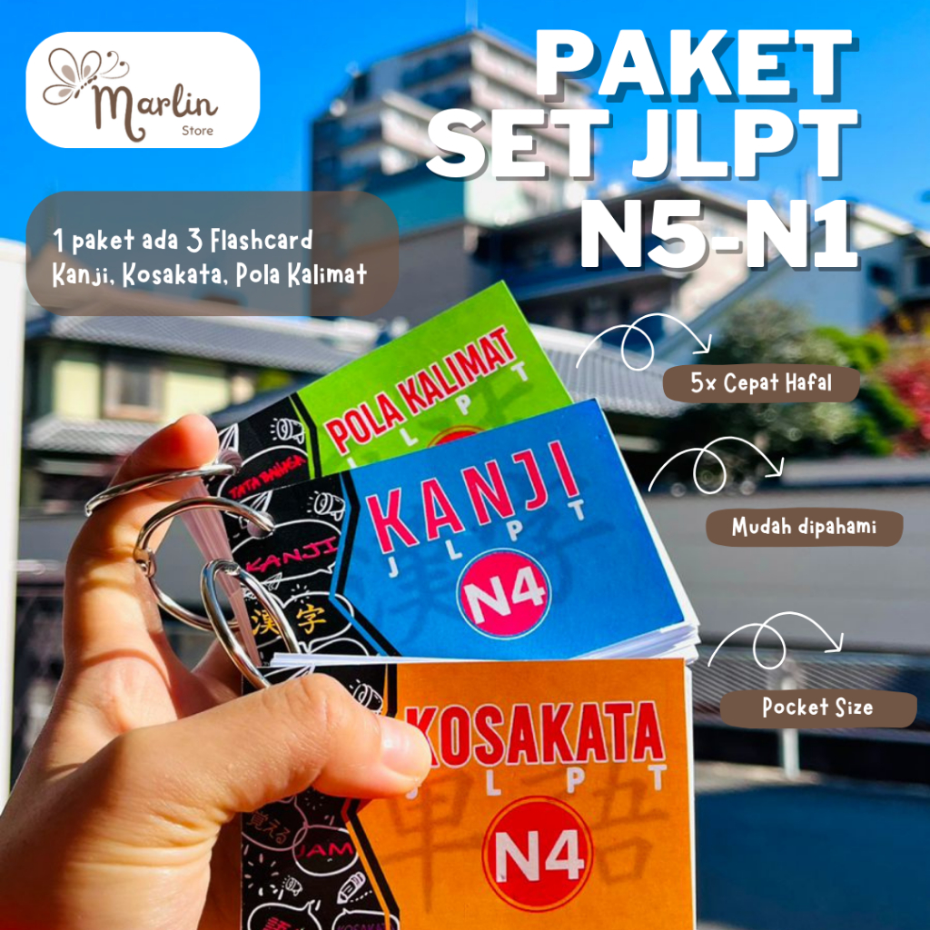 Jual FLASHCARD SET JLPT N5 - N1 BAHASA JEPANG (HARGA PER LEVEL) - RSP FLASHCARD | Shopee Indonesia