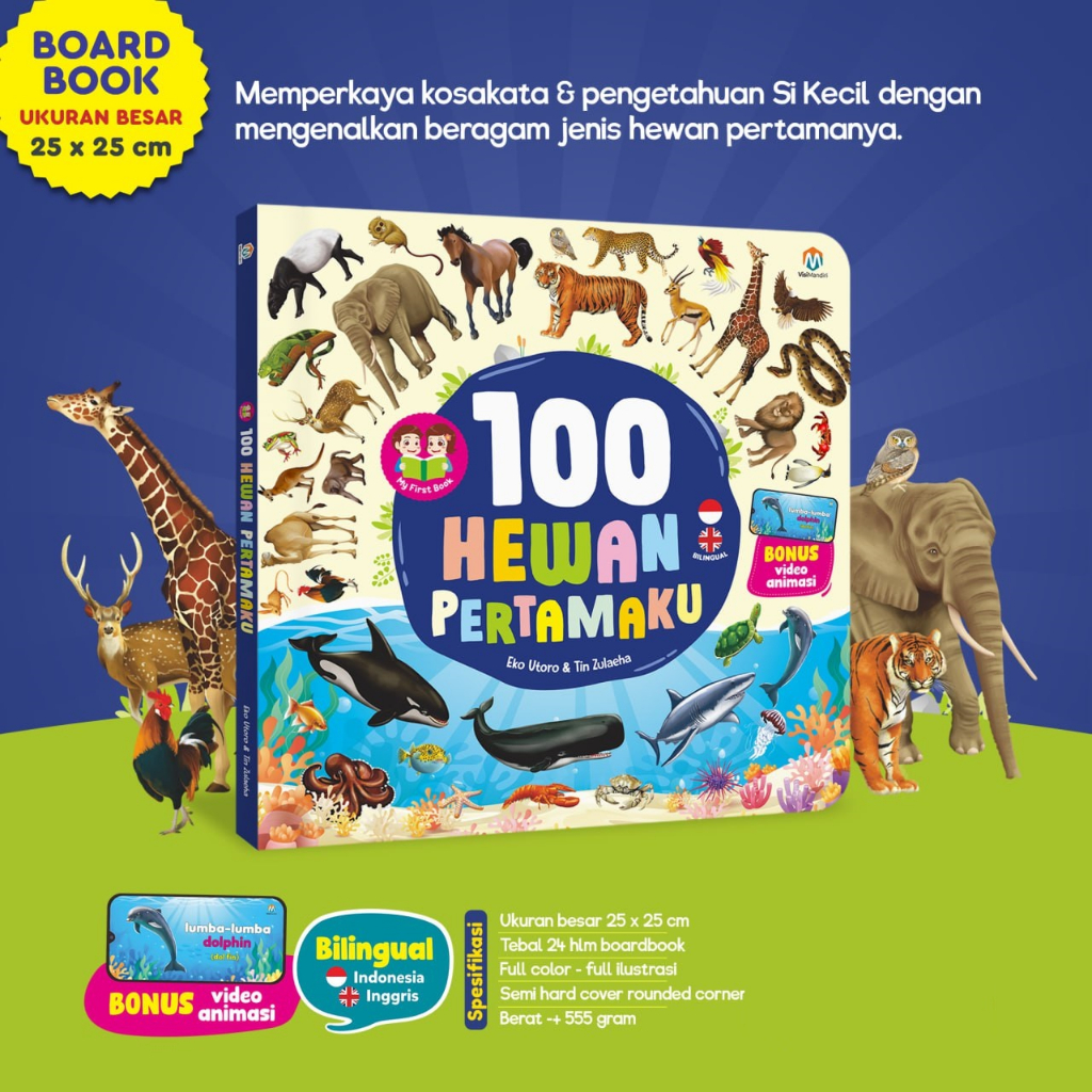 Jual buku My First Book 100 Hewan Pertamaku big boardbook anak umur 1 2 3 tahun th | Shopee ...