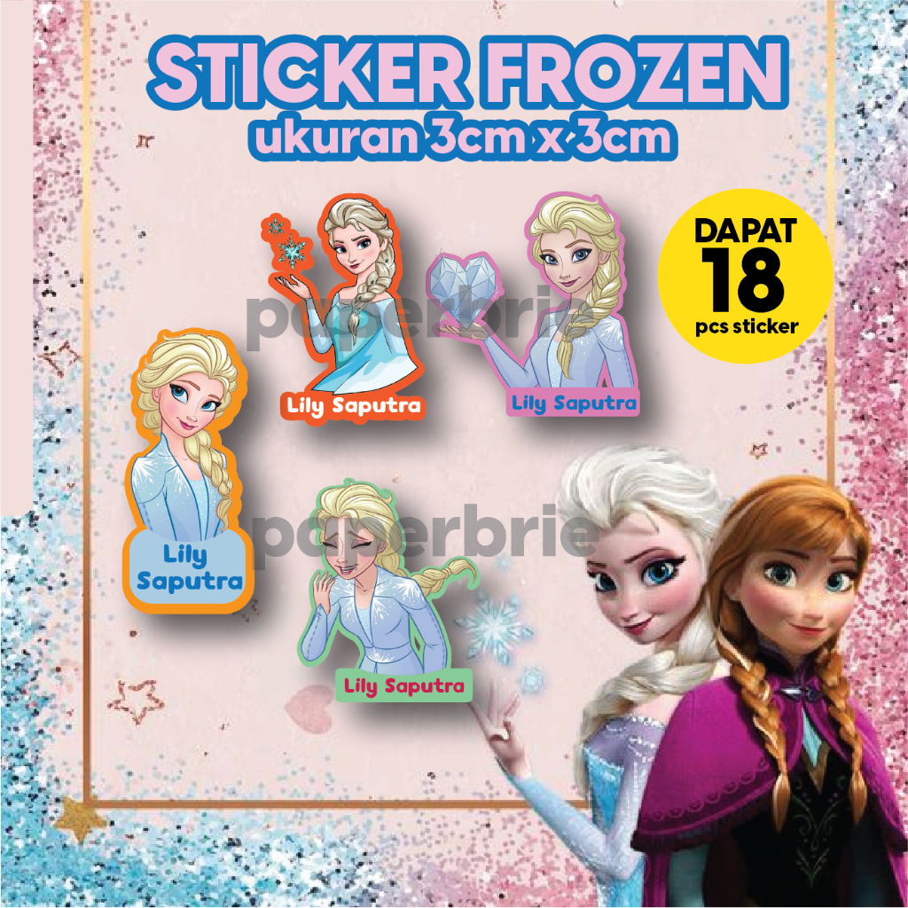 Jual Stiker Nama Anak Frozen Blue - 18pcs, Princess, Label Buku, Nama ...