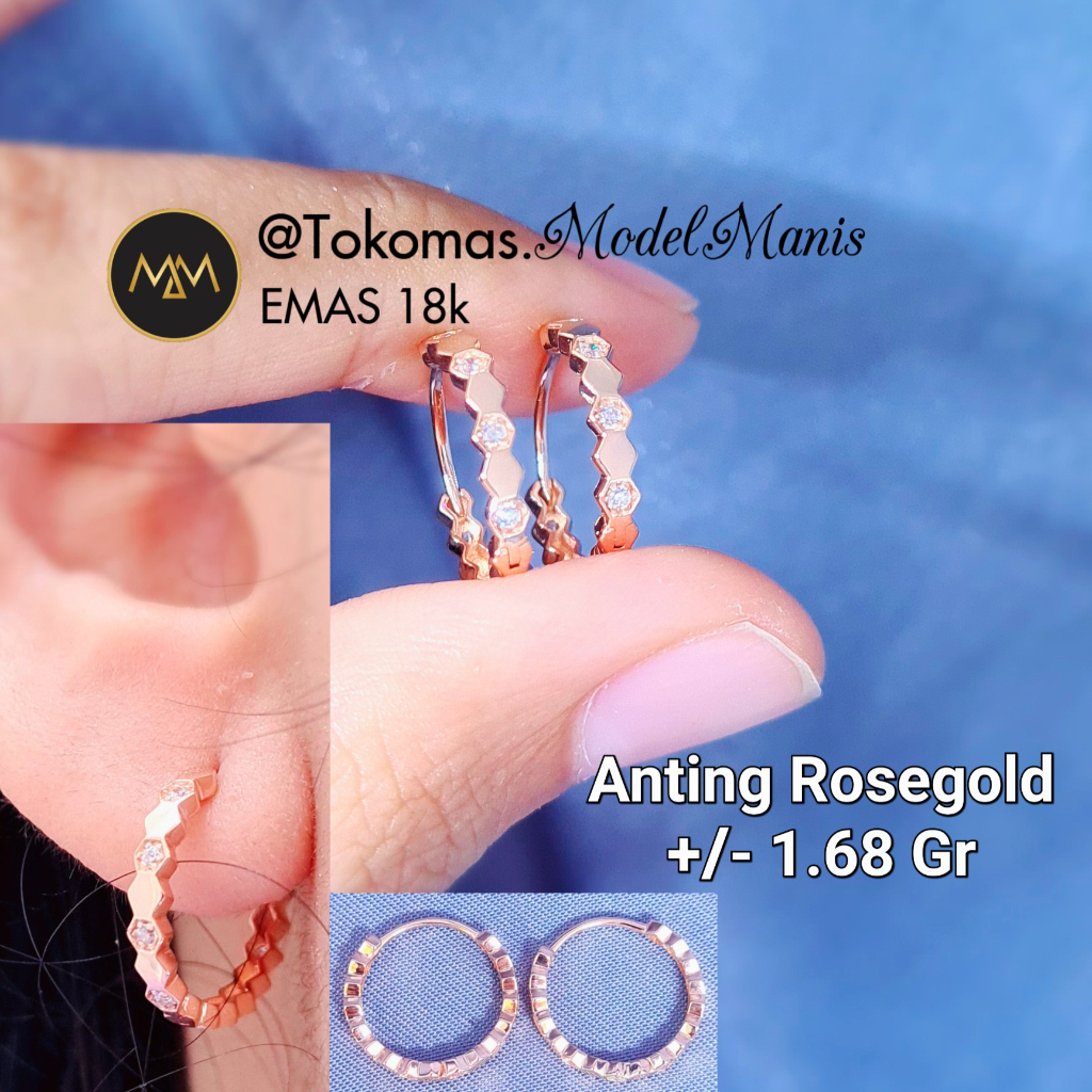 Jual Anting Gipsy Honey Bee Emas Italy AU Rosegold 750 kadar 18k ...