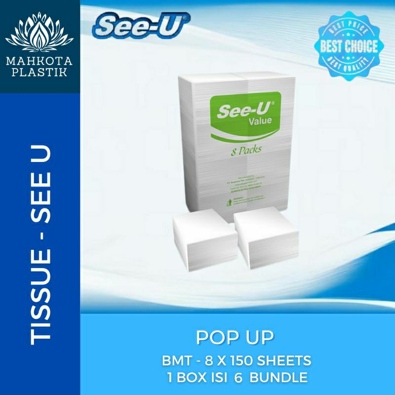 Jual MAHKOTA PLASTIK l TISSUE SEE U POP UP BATHROOM MULTIPURPOSE 8X150 ...
