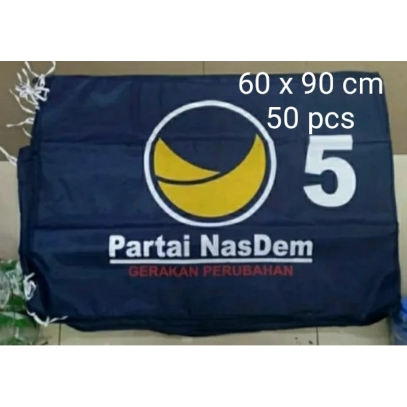 Jual bendera sablon PARTAI NASDEM ukuran 60 x 90 cm 50 pcs | Shopee ...