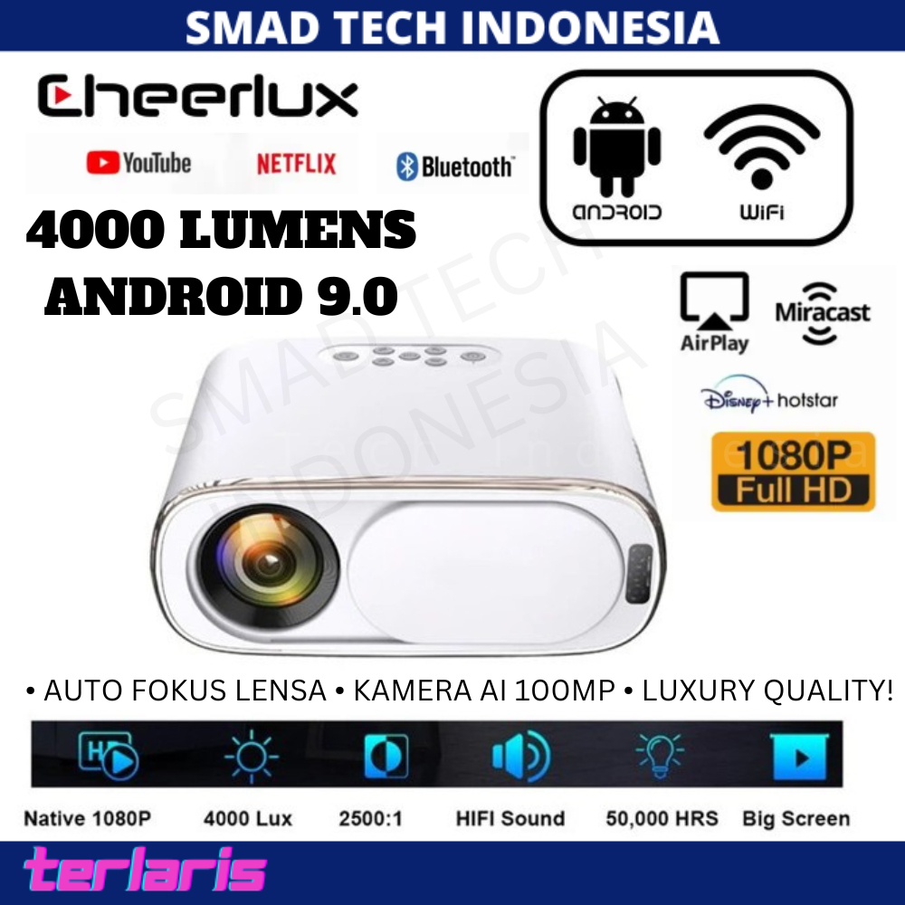Jual Proyektor Cheerlux C16 Android 350 ANSI Projector 1080P 4000 ...