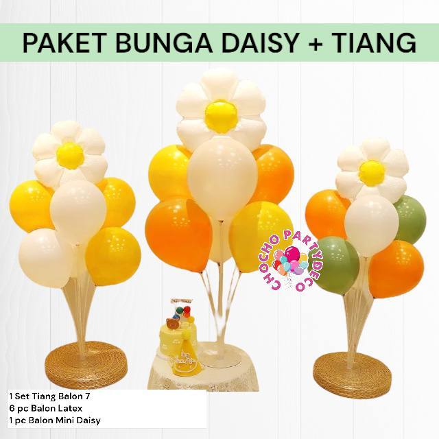 Jual Paket Balon BUNGA DAISY Dengan Tiang Balon / Dekorasi Balon Foil ...