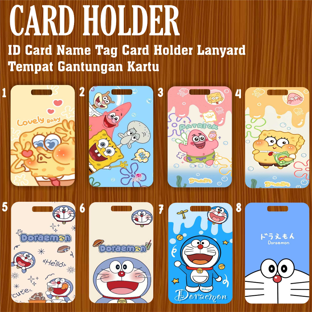 Jual LANYARD CARD HOLDER Name Tag Motif Spongebob Doraemon Kartu E ...