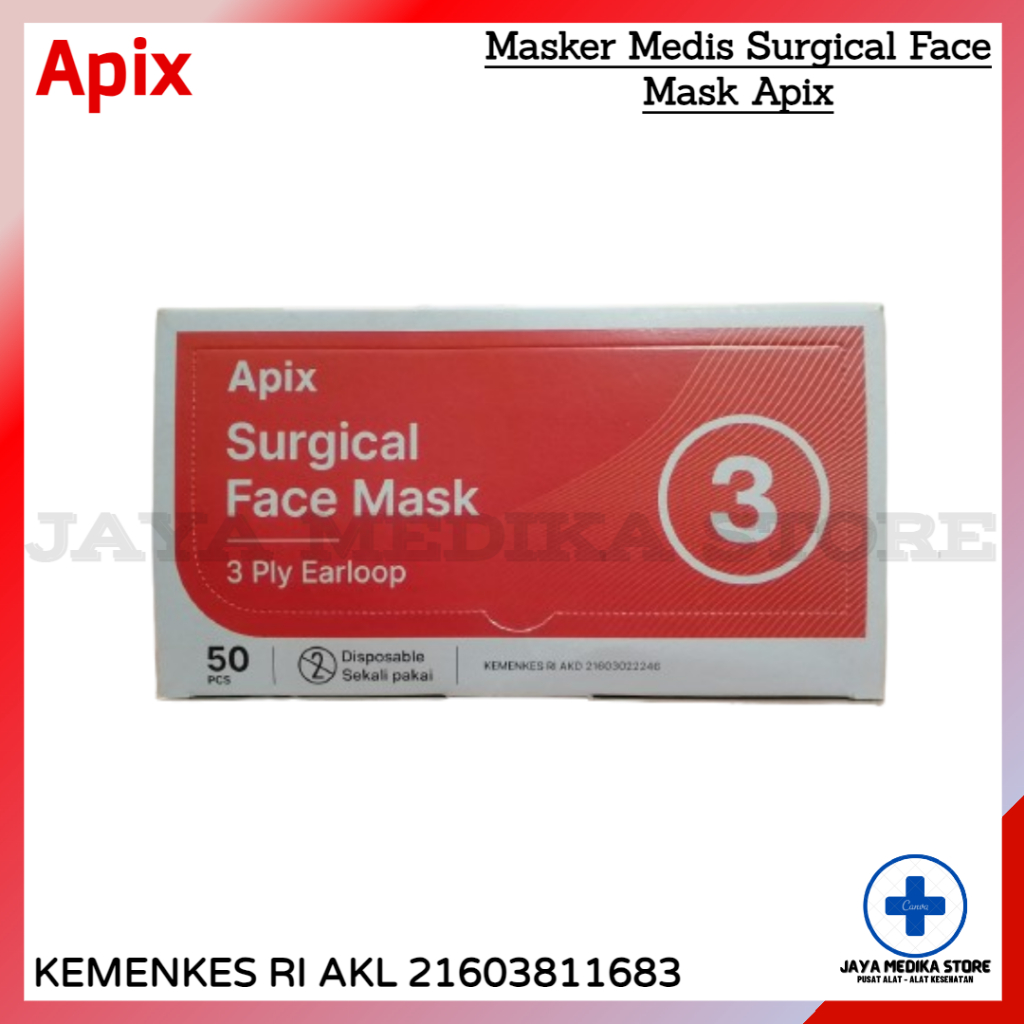 Jual Masker Medis Apix Surgical Face Mask 3ply Earloop Box isi 50pcs ...