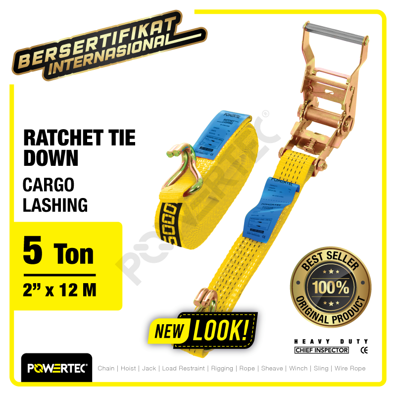 Jual POWERTEC Ratchet Tie Down Cargo Lashing Belt 2" x 12M Pengikat ...