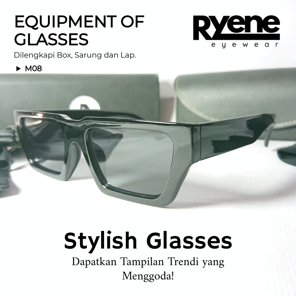 Jual RYENE M-04 KACAMATA GAYA PRIA HITAM FASHION FREME FIBER SOLID KUAT ...