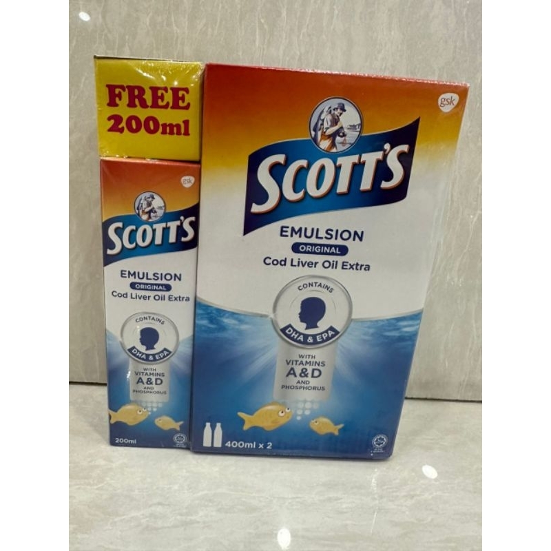 Jual SCOTT EMULSION COD LIVER OIL EXTRA ( 400ml X2 | free 200ml ...