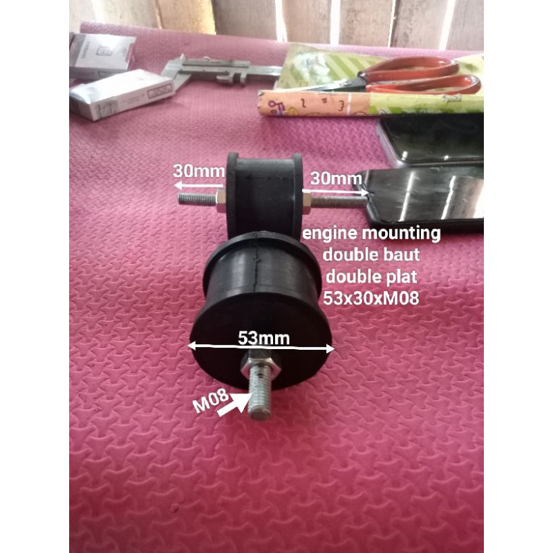 Jual engine mounting 53 x 30 x M08 double baut double plat Baut M08 ...