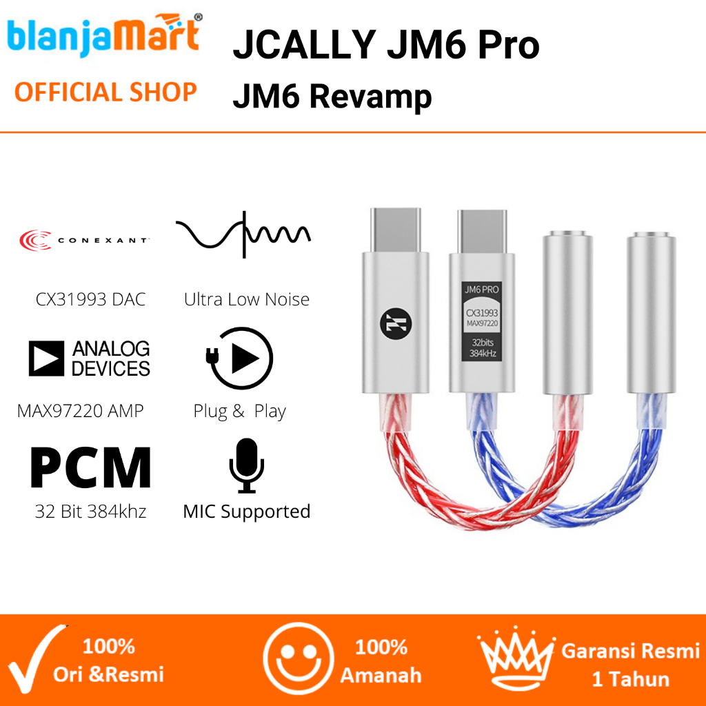 Jual JCALLY JM6 Pro CX31993 MAX9720 AMP USB DAC Dongle with MIC Support | Shopee Indonesia