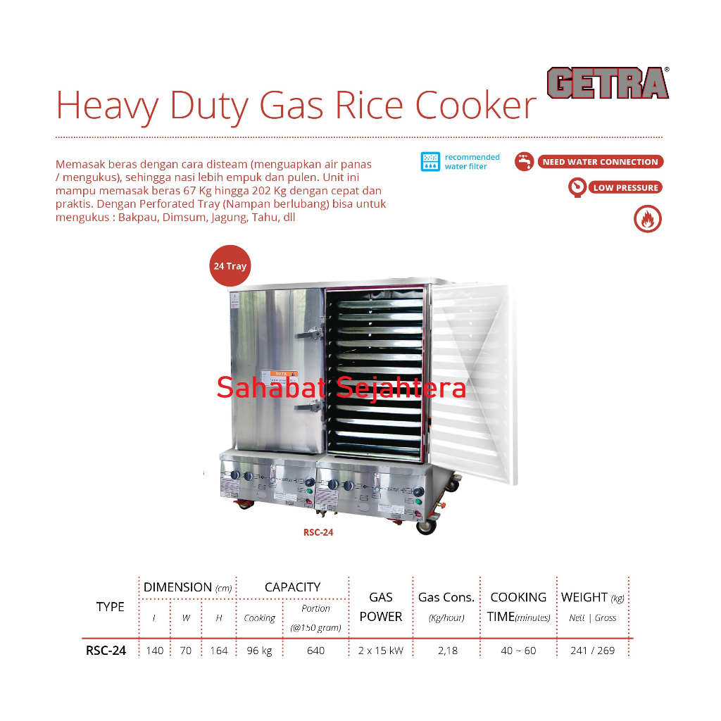 Jual GETRA Heavy Duty Gas Rice Cooker RSC-24 Alat Pemasak Nasi | Shopee Indonesia